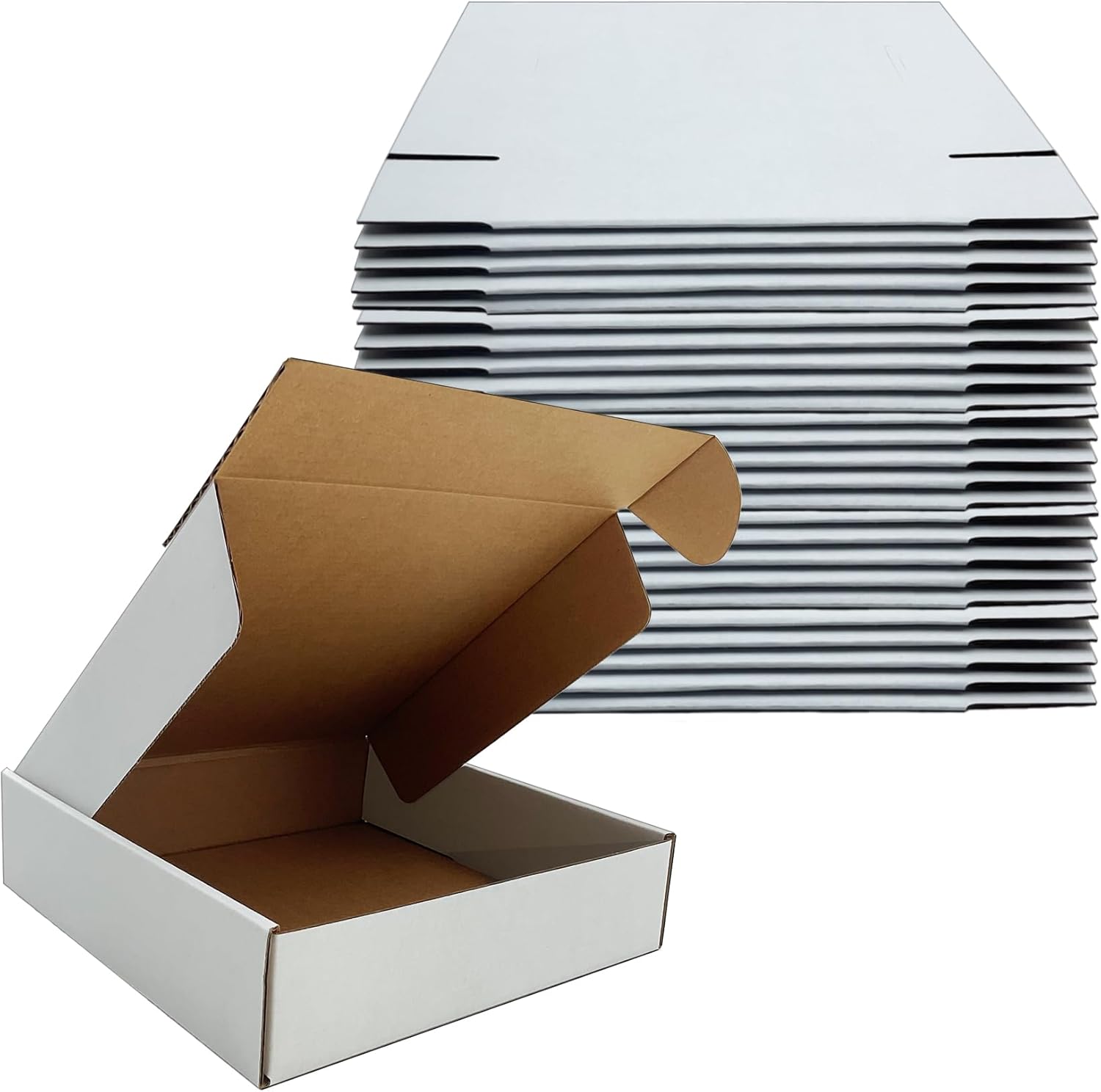 Amazon.com: 8x8x2 Inches Shipping Boxes Set of 25,White Corrugated ...