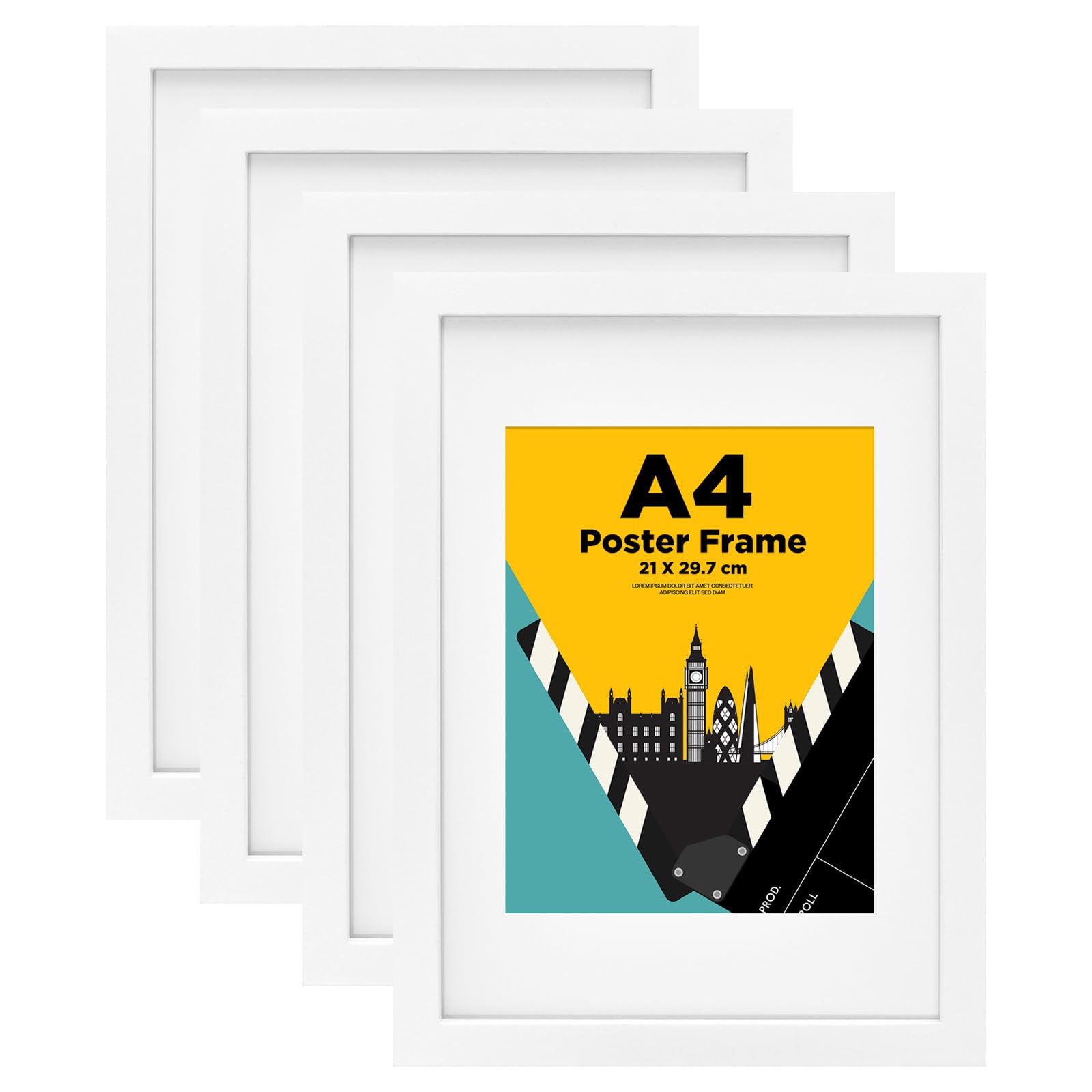 EGOFINE A4 Frames White Set of 4 - Made of Solid Wood A4 Picture Frames ...