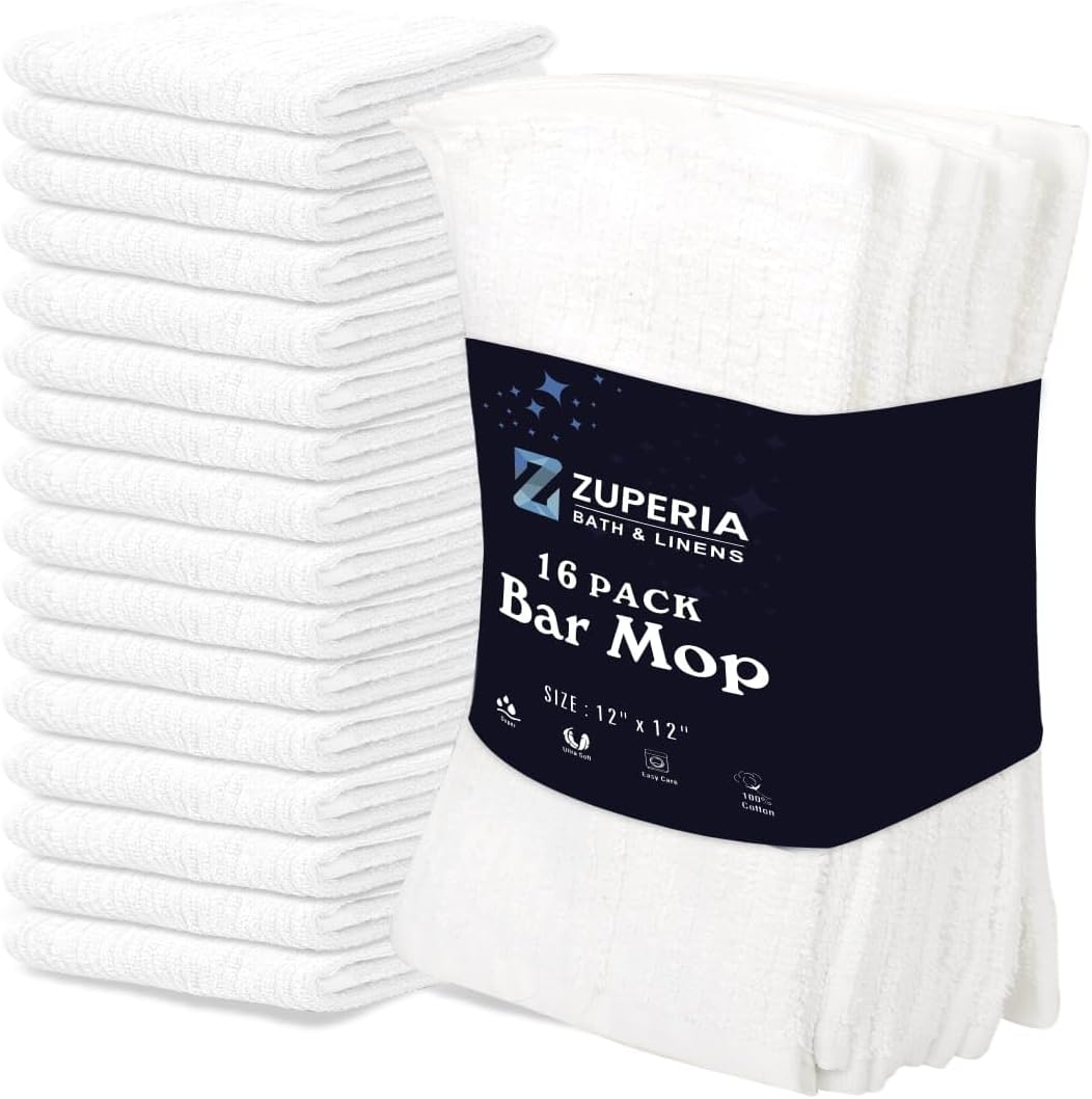 Amazon.com: 28oz Bar Mop Towels 16x19, 100% Cotton, Commercial Grade ...