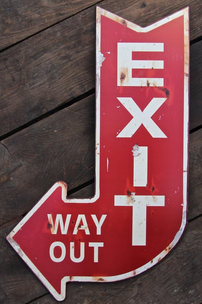 Amazon.com: Creative Co-Op Urban Homestead Metal Exit, Way Out Plaque ...