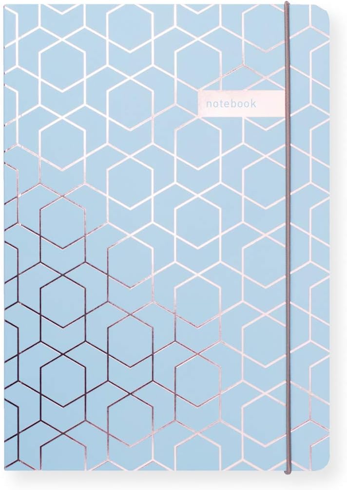 Matilda Moo Notebook - A5 Lined - Striped - Pink with Rose Gold ...