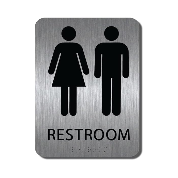 Buy Unisex Restroom Sign (8"H x 6"W), ADA Compliant Bathroom Sign ...
