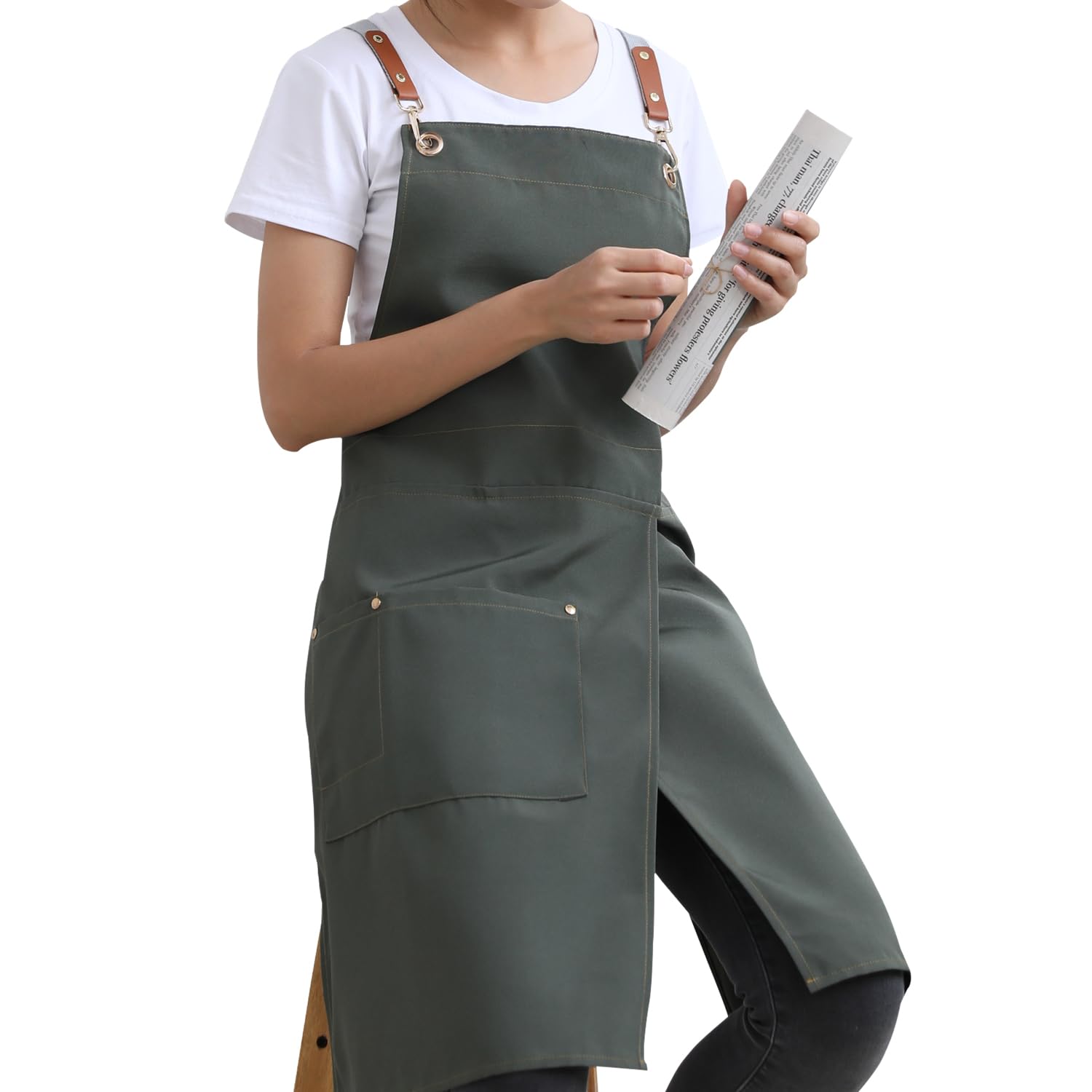 Snapklik.com : KITCHIEF Pottery Apron Split Leg,Cross Back Chef Apron
