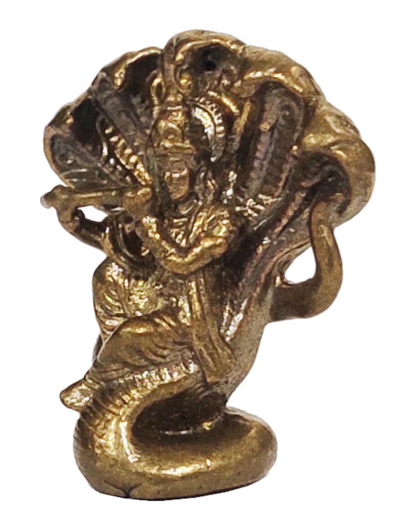 Buy Purpledip Rare Miniature Brass Idol Krishna On Kaliya Nag Snake ...