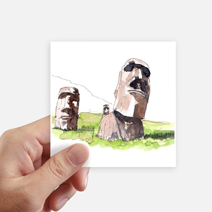 Buy Moai Statues In Easter Island Sticker Square Waterproof Stickers ...