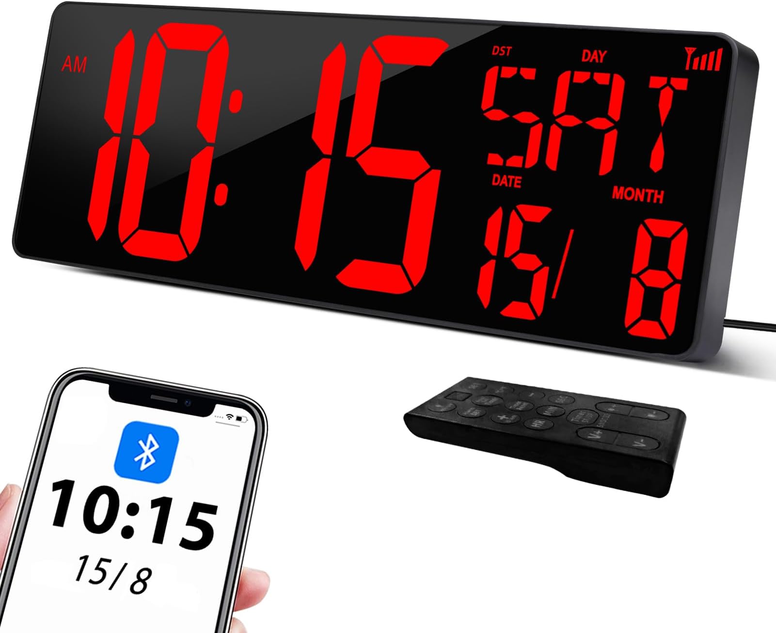 Amazon.de: XREXS Wanduhr Digitale Groß, Automatische Kalibrierungszeit ...