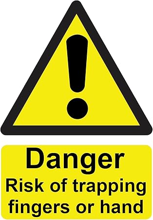 Danger Risk Of Trapping Fingers Or Hand Warning Sign Adhesive Sticker ...