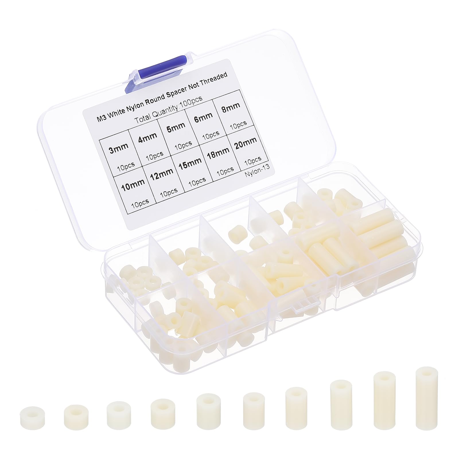 Amazon.com: PATIKIL M3 Nylon Spacer, 100Pcs Round Spacer Standoff Non ...