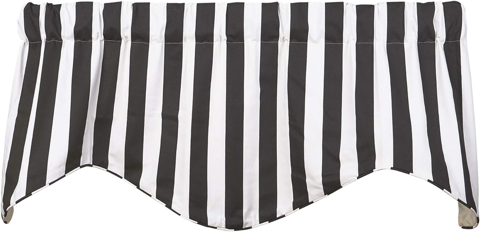 Amazon.com: RLF Home Cabana Stripe M Shaped Valance, Black, 17.00" x 50 ...