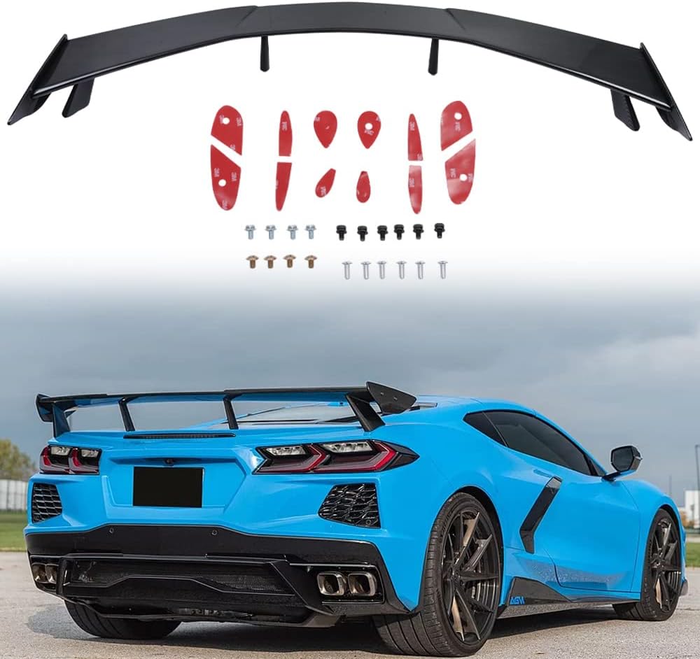Amazon.com: NUBEHONE Carbon Fiber Painted C8 Rear High Wing Spoiler ...