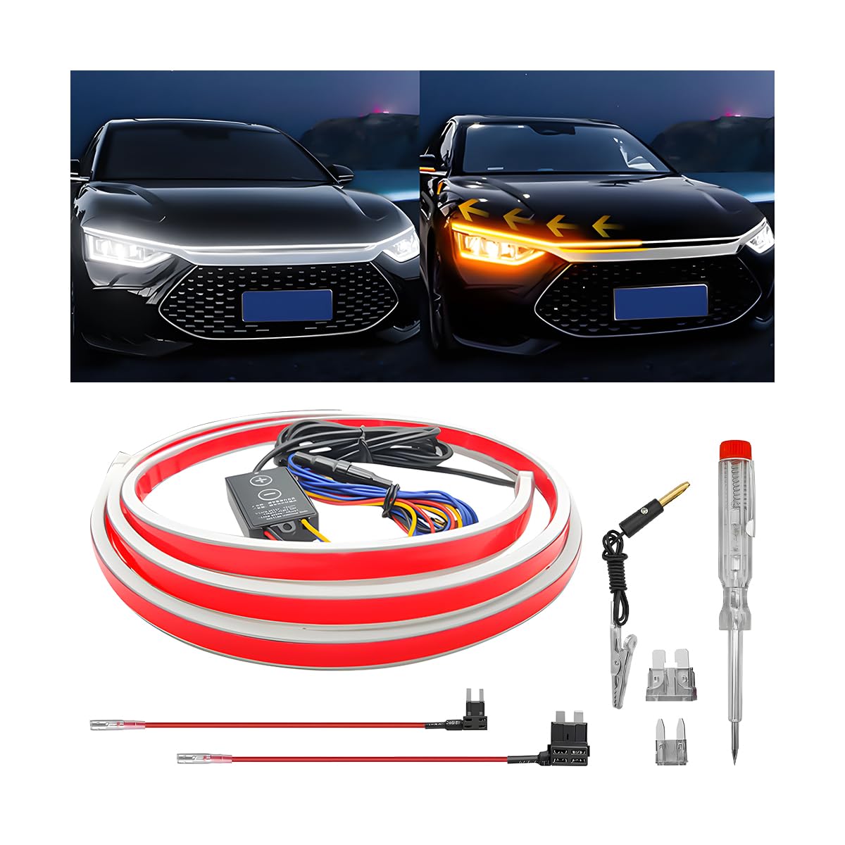 Amazon.com: Osilly Car Under Hood Light Strip, 59 Inch Dynamic ...