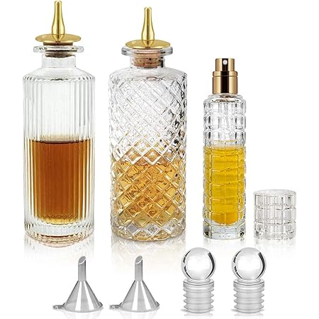 Amazon.com: Bitters Bottle Set of 3 - Glass Bitters Bottle with Dash ...