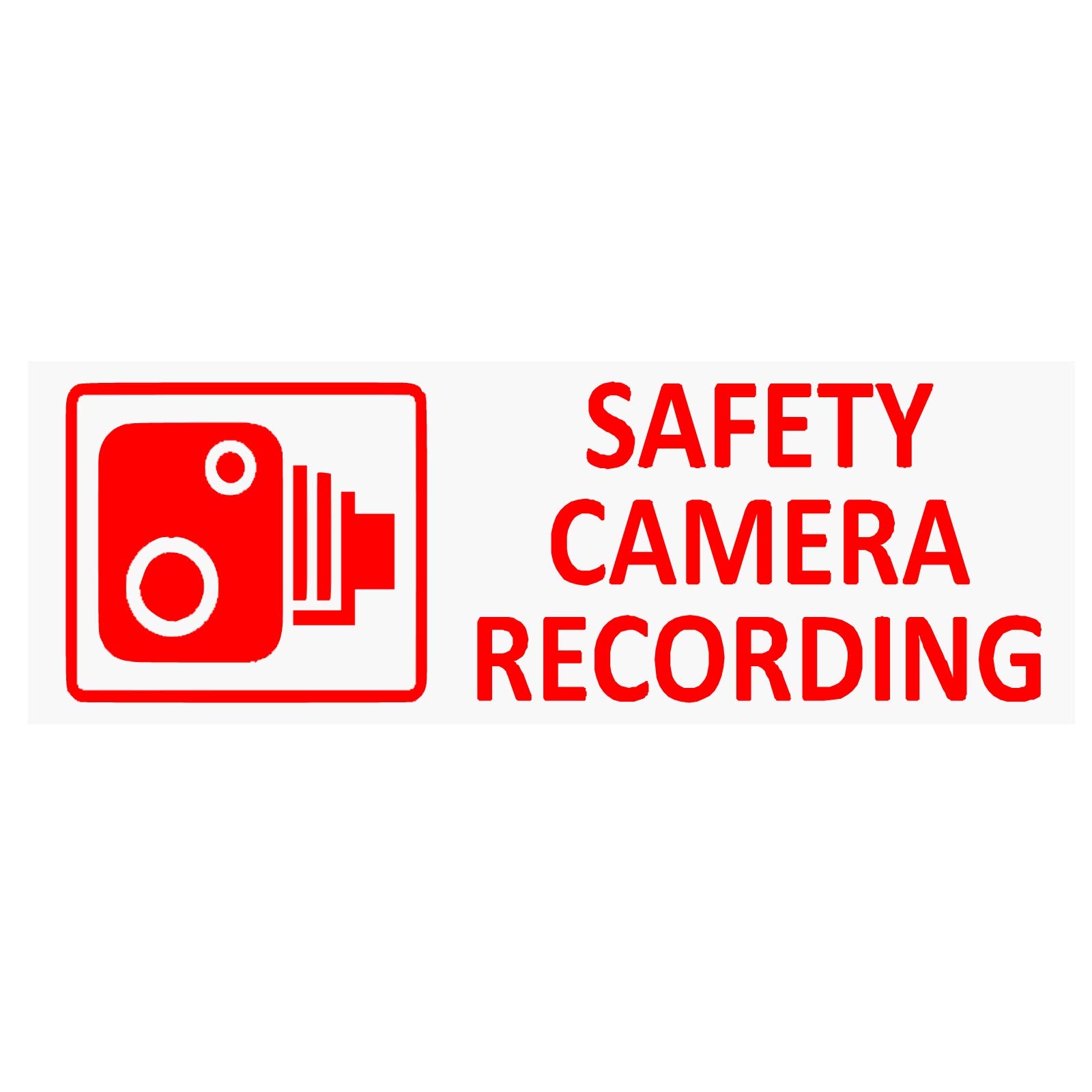 5 x SAFETY CAMERA Recording-RED onto CLEAR-30mm x 87mm-Stickers-Vehicle ...