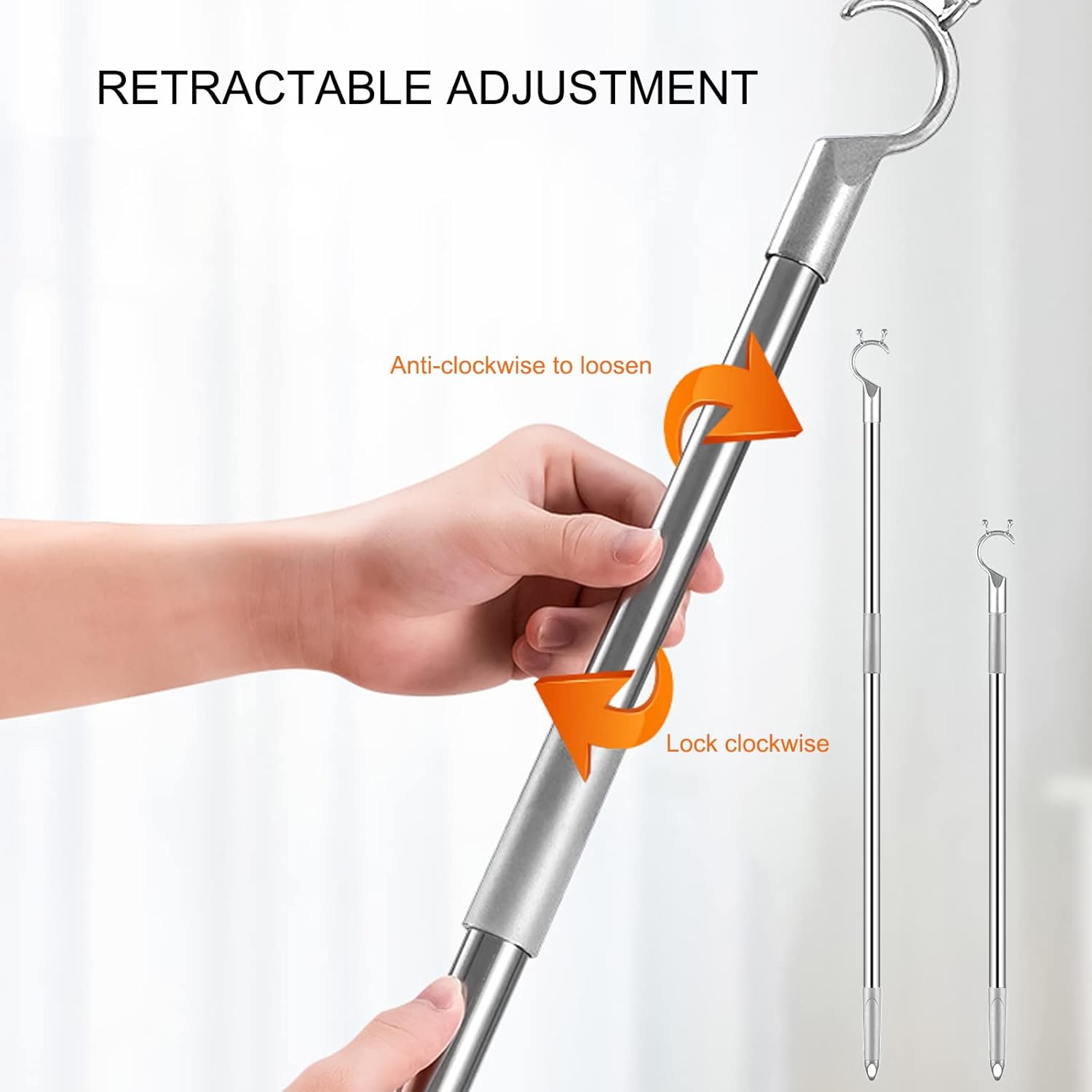 Wardrobe Hook Pole, Newly Upgraded 1.42 M (55.9 In) Retractable Pole ...