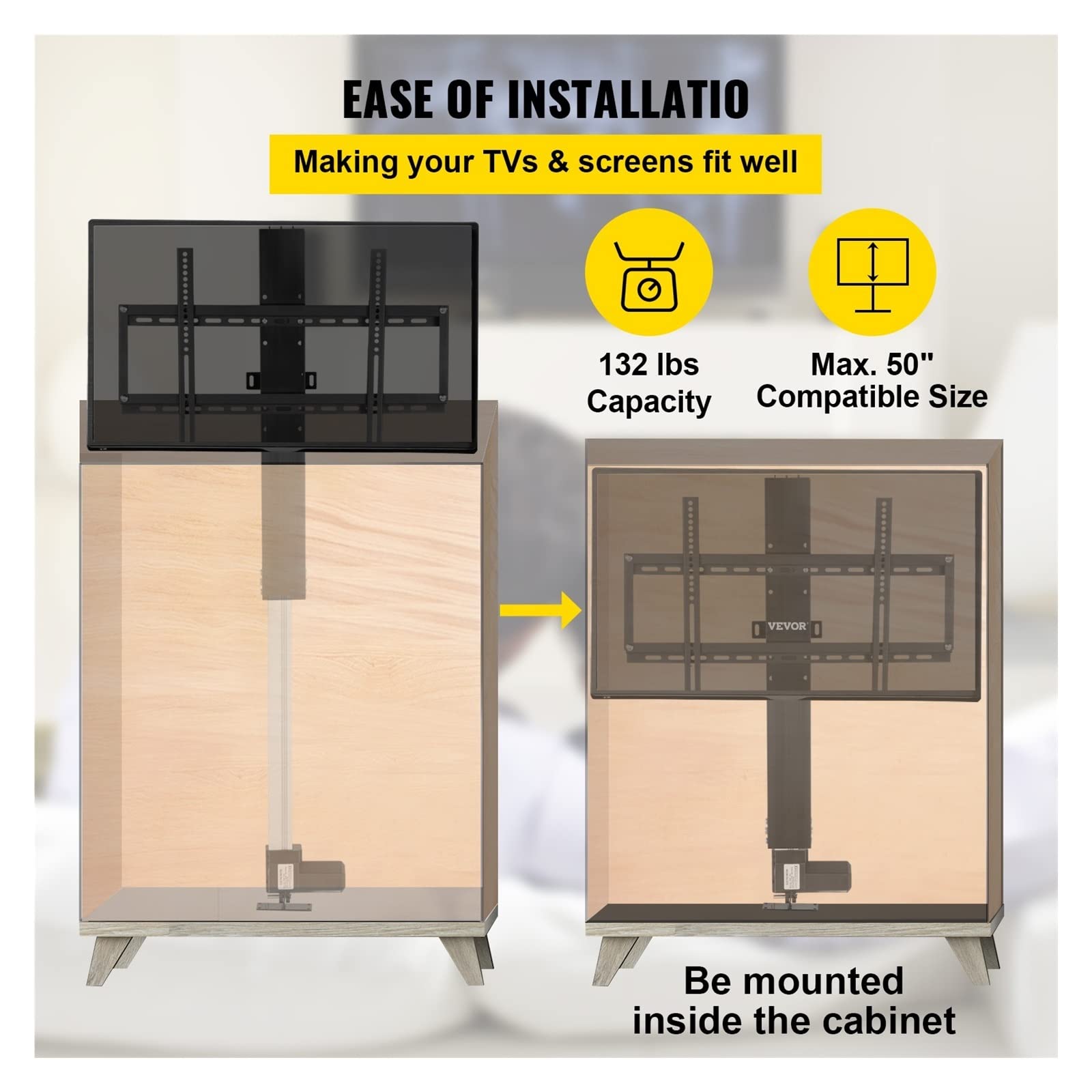 Motorized Tv Lift Cabinet TL 77s Pop Up And Swivel TV Lift With