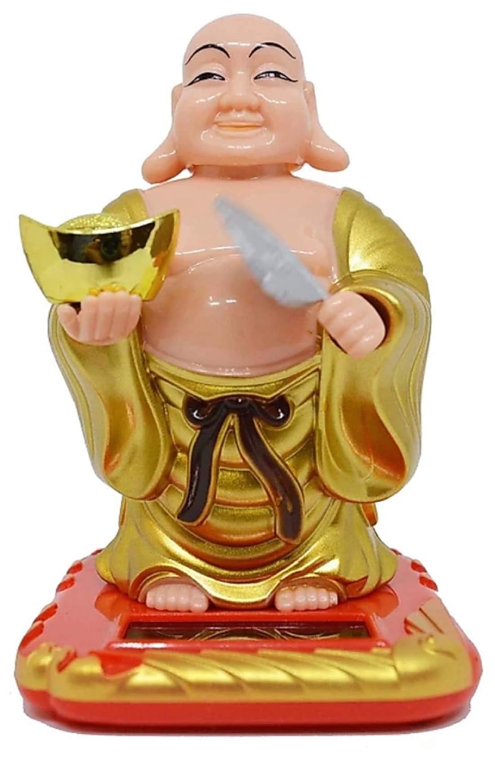 Buy LOVE KART Solar Laughing Buddha Holding Ingot & Waving Fan Moving ...