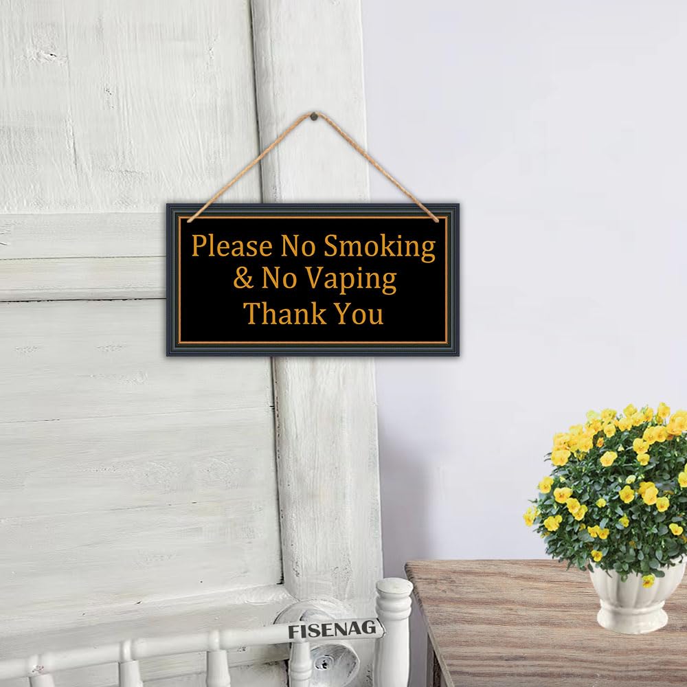 Snapklik.com : Please No Smoking & No Vaping Hanging Wood Sign 11.8 X5 ...