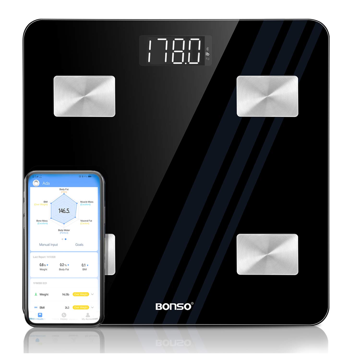 Bonso Bluetooth Body Fat Scale Body Fat Analyzer For Body | Desertcart ...