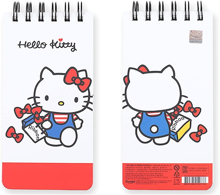 Hello Kitty - Cuaderno de tapa dura de 7 mm (rosa/blanco y rojo ...
