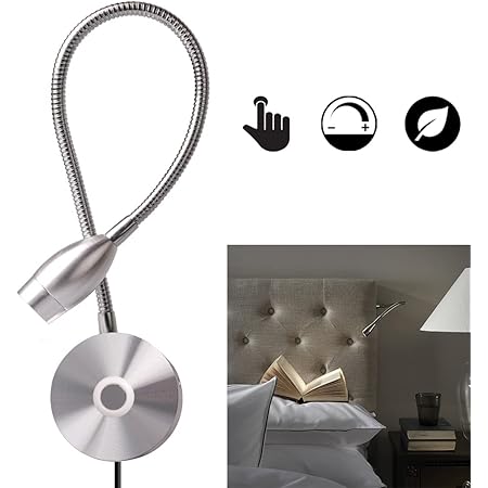 Book Lights for Reading in Bed Dimmable Touch Switch Reading Lamps ...