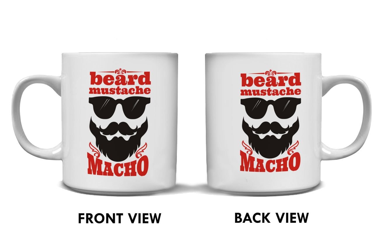 Buy Defunk Bearded and Macho Coffee Mug, Glossy Finish Vibrant Print ...