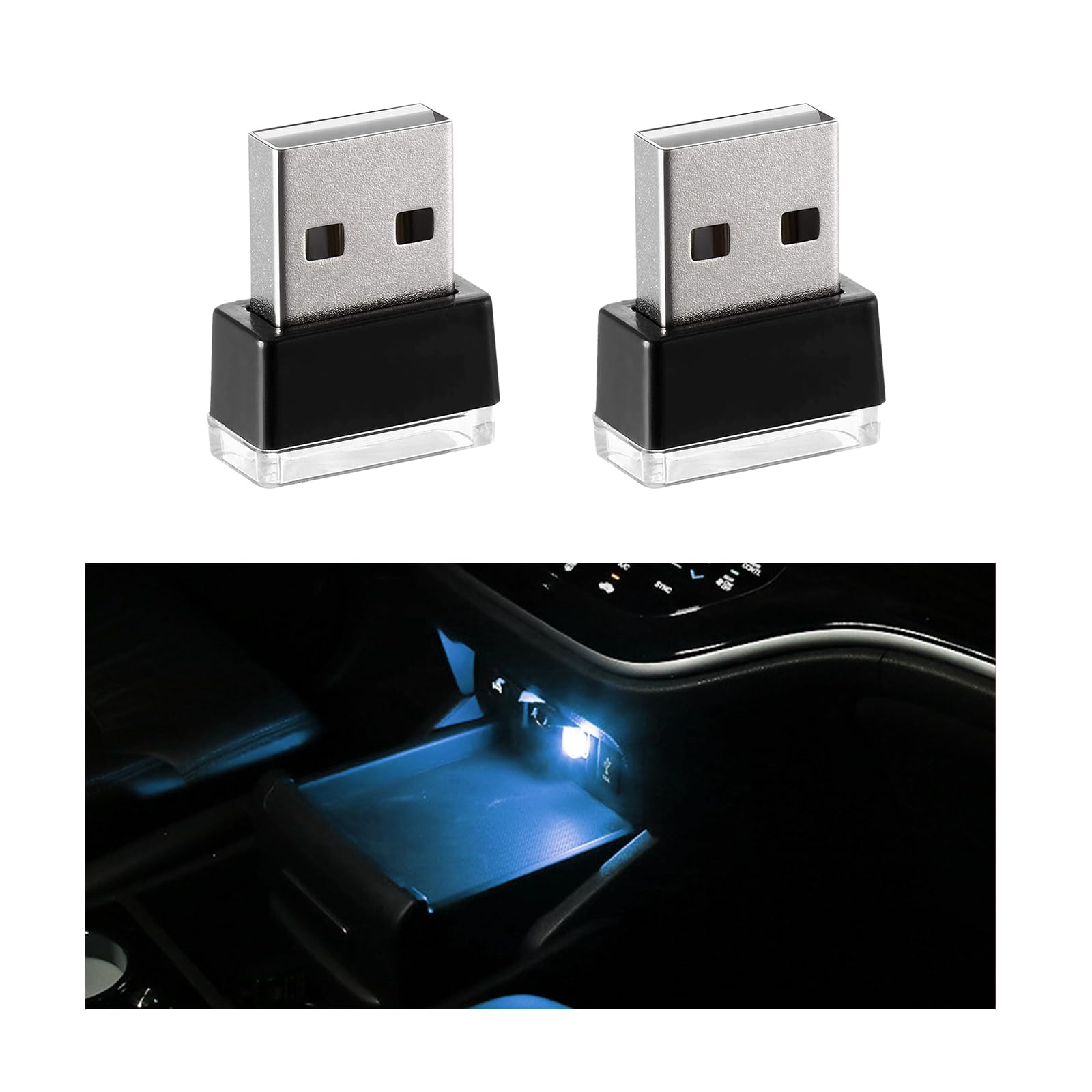 Amazon.com: Sylvil 2 PCS USB LED Car Interior Atmosphere Lamp, Portable ...