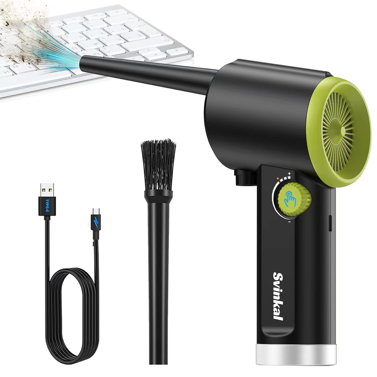 Svinkal Compressed air Duster, Type-C 6000mAh Electric air Duster Have ...