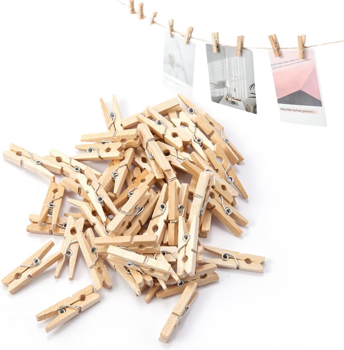 Amazon.com: DECORA Sturdy 1 Inch Mini Wooden Craft Clothespins 100pcs ...