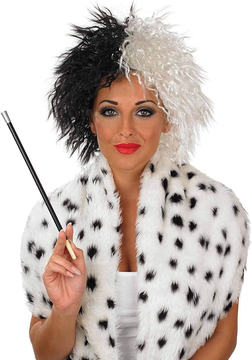 Amazon.com: fun shack White Black Wig, Two Tone Wig, Devil Wig, Evil ...