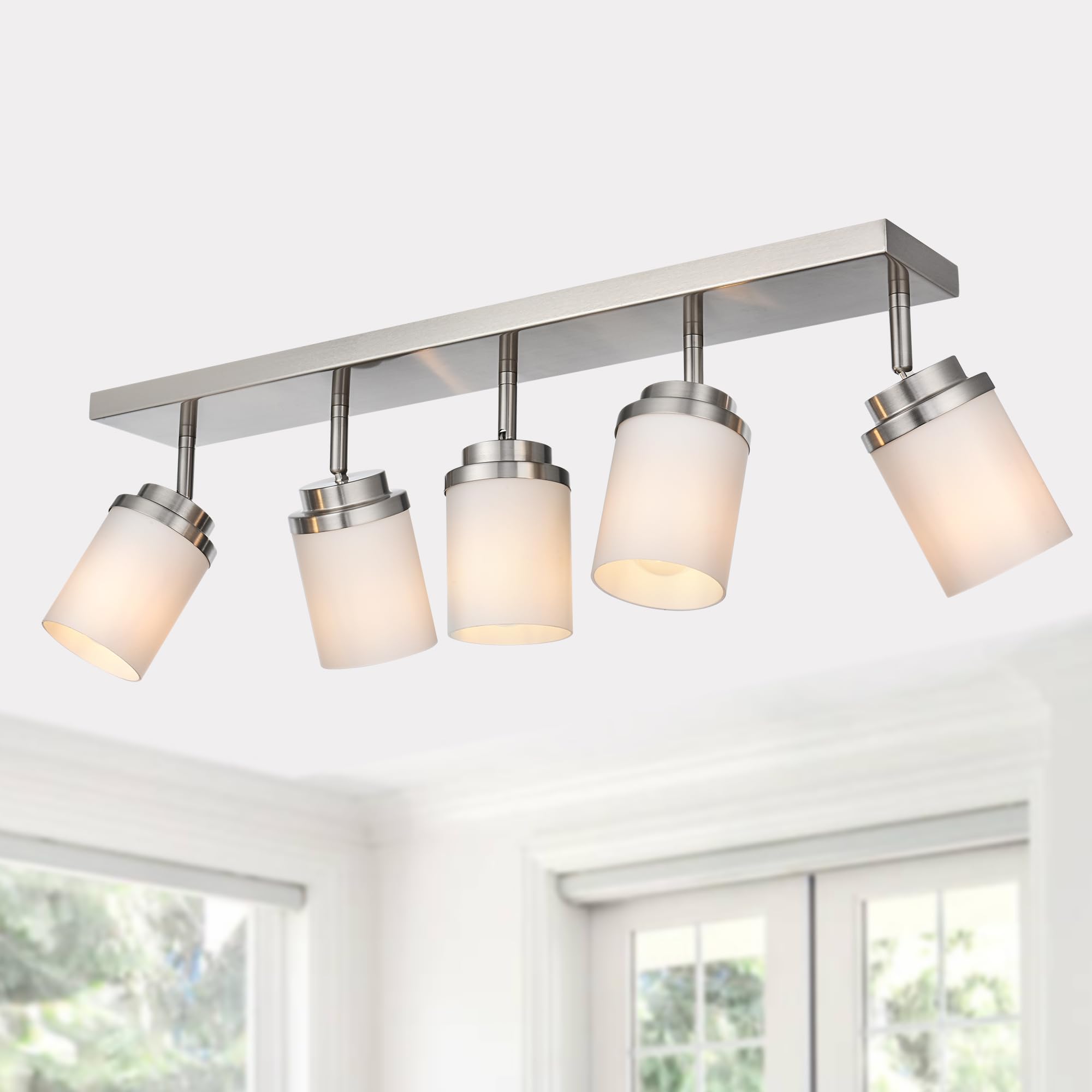 TODOLUZ 5-Light Track Lighting, Brushed Nickel Track Ceiling Light ...