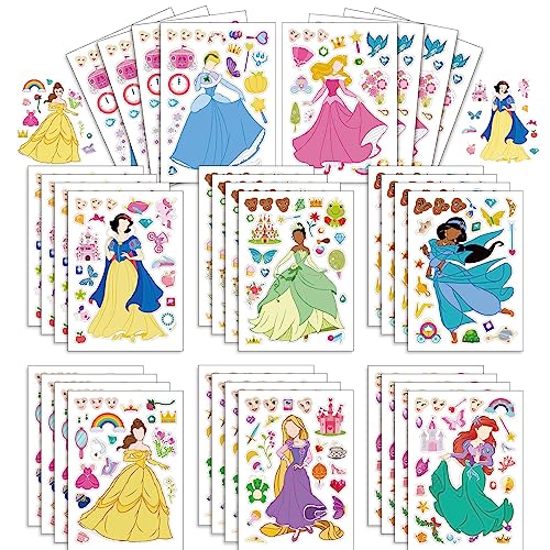 16 Pcs Princess Face Stickers Sheets for Children Party Bags, Make Your ...