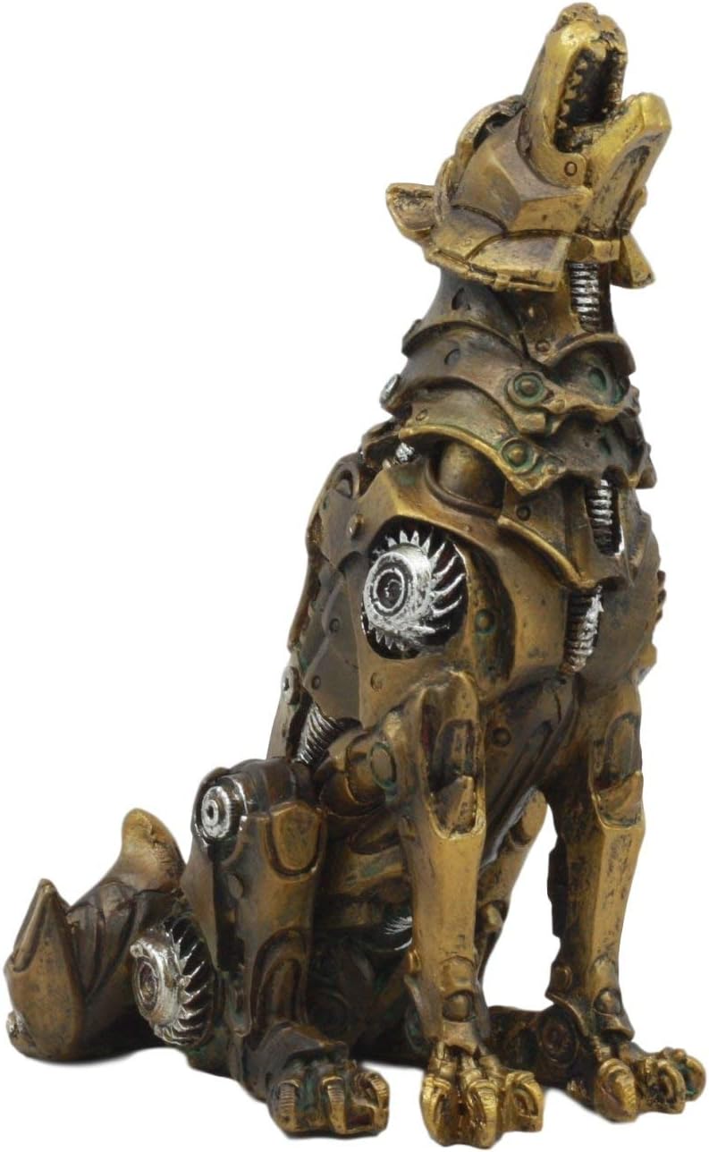 Amazon.com: Ebros Denizen of Twilight Steampunk Wolf Howling Statue ...
