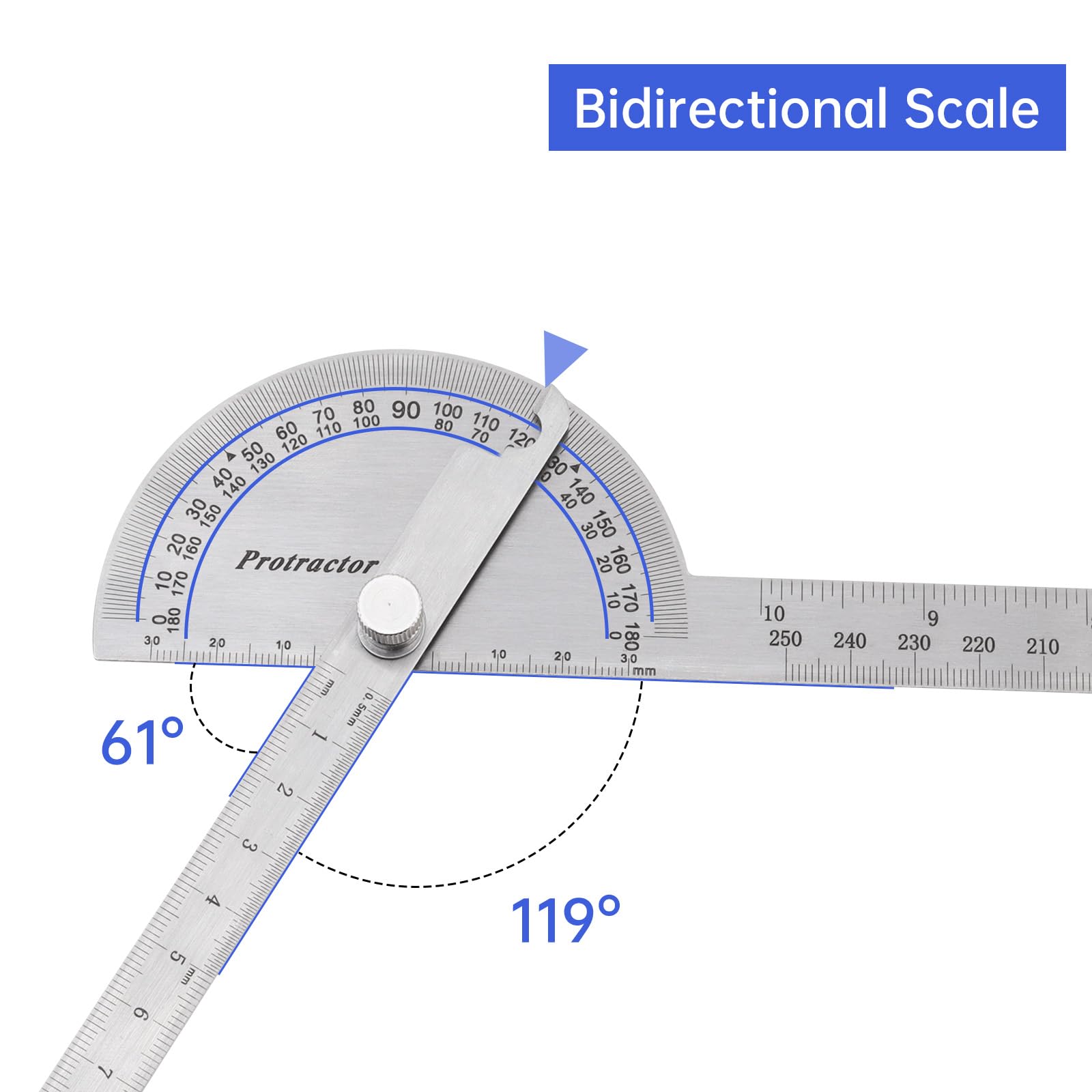 Snapklik.com : 0-180 Degree Angle Finder, Stainless Steel Round Head ...