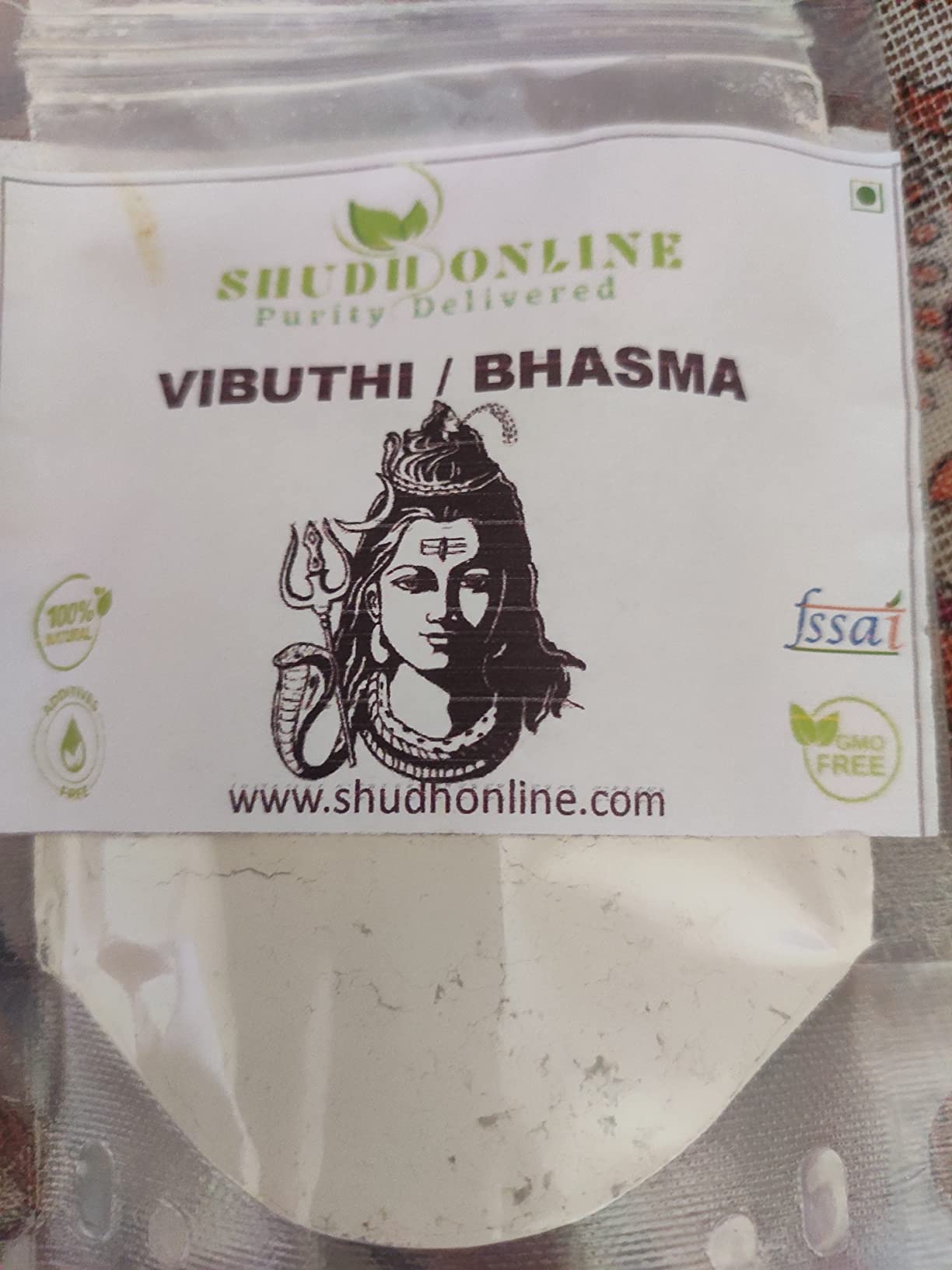 Shudh Online Vibhuti Bhasma, Vibuthi Pure Powder - Holy ash (50 Grams ...