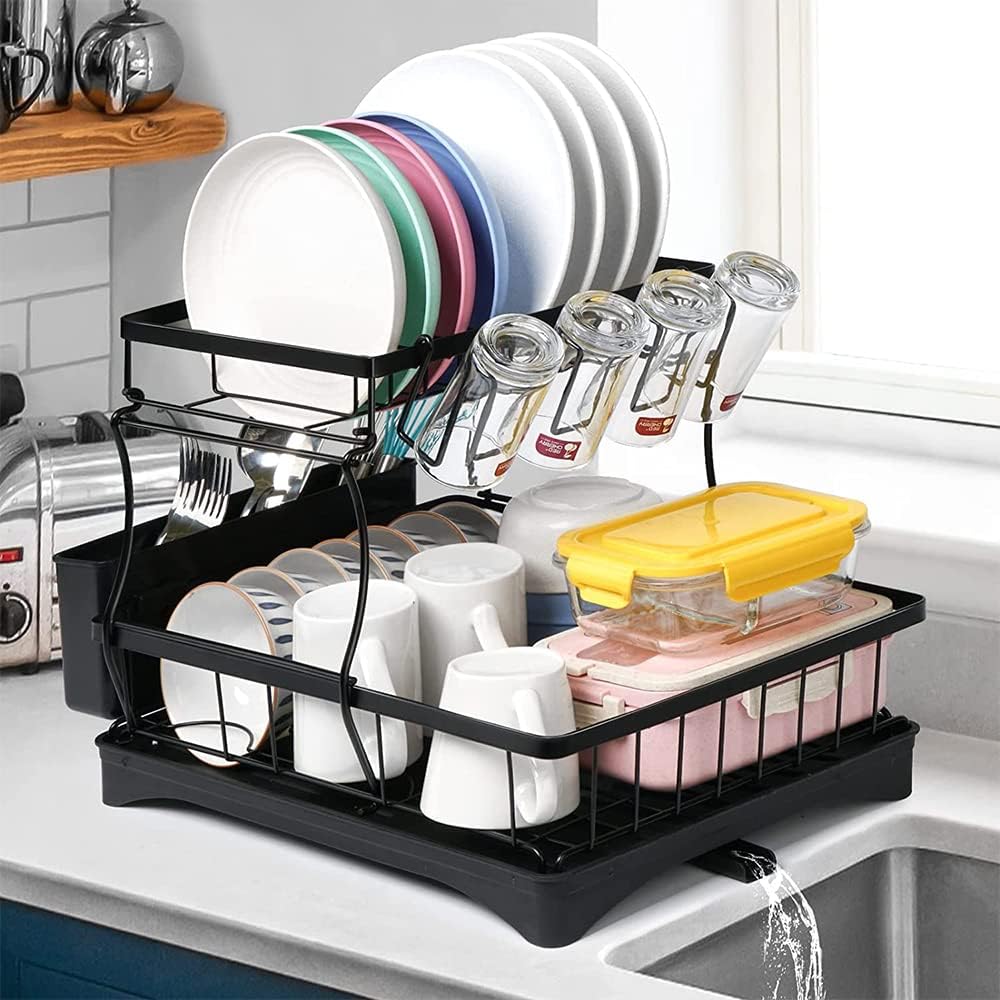 Escurridor de Platos con Bandeja de Goteo de Trastes - Escurridor de ...