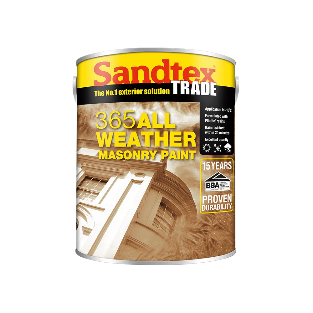 Sandtex 365 All Weather Smooth Masonry Paint 5L - 15 years proven durability (Sand Dune ...