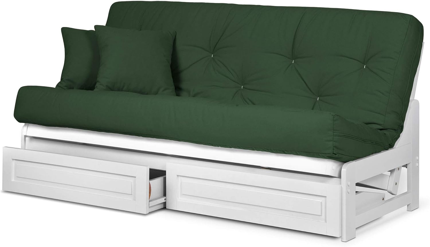 Amazon.com: Nirvana Futons Arden White Futon with Storage Drawers Queen ...