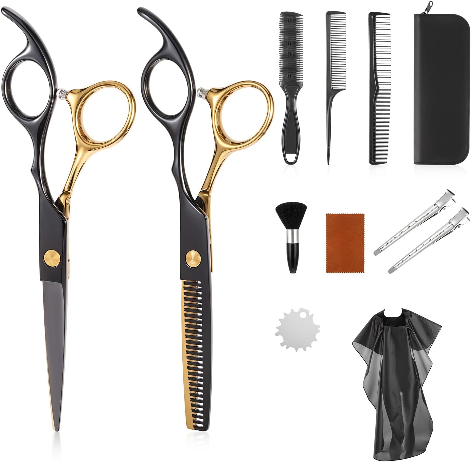 Amazon.com : Tooerlen Hair Cutting Shears Set 15Pcs Barber Scissors ...