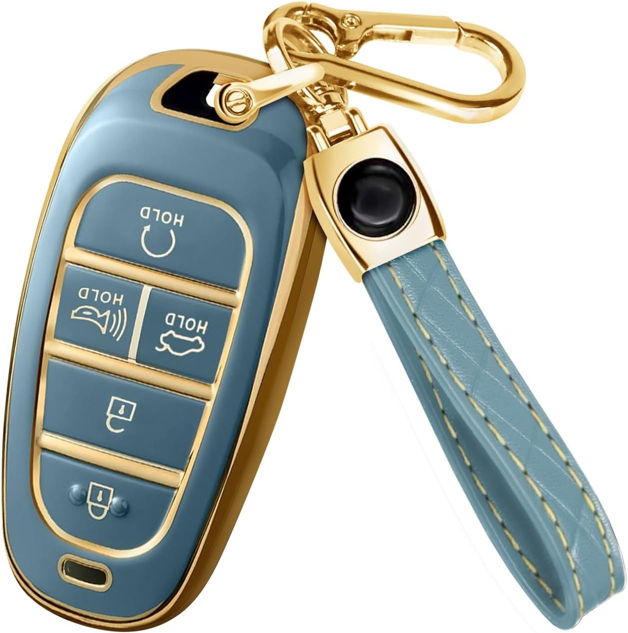 Amazon.com: Eisgul for Hyundai Key Fob Cover with Leather Keychain Soft ...