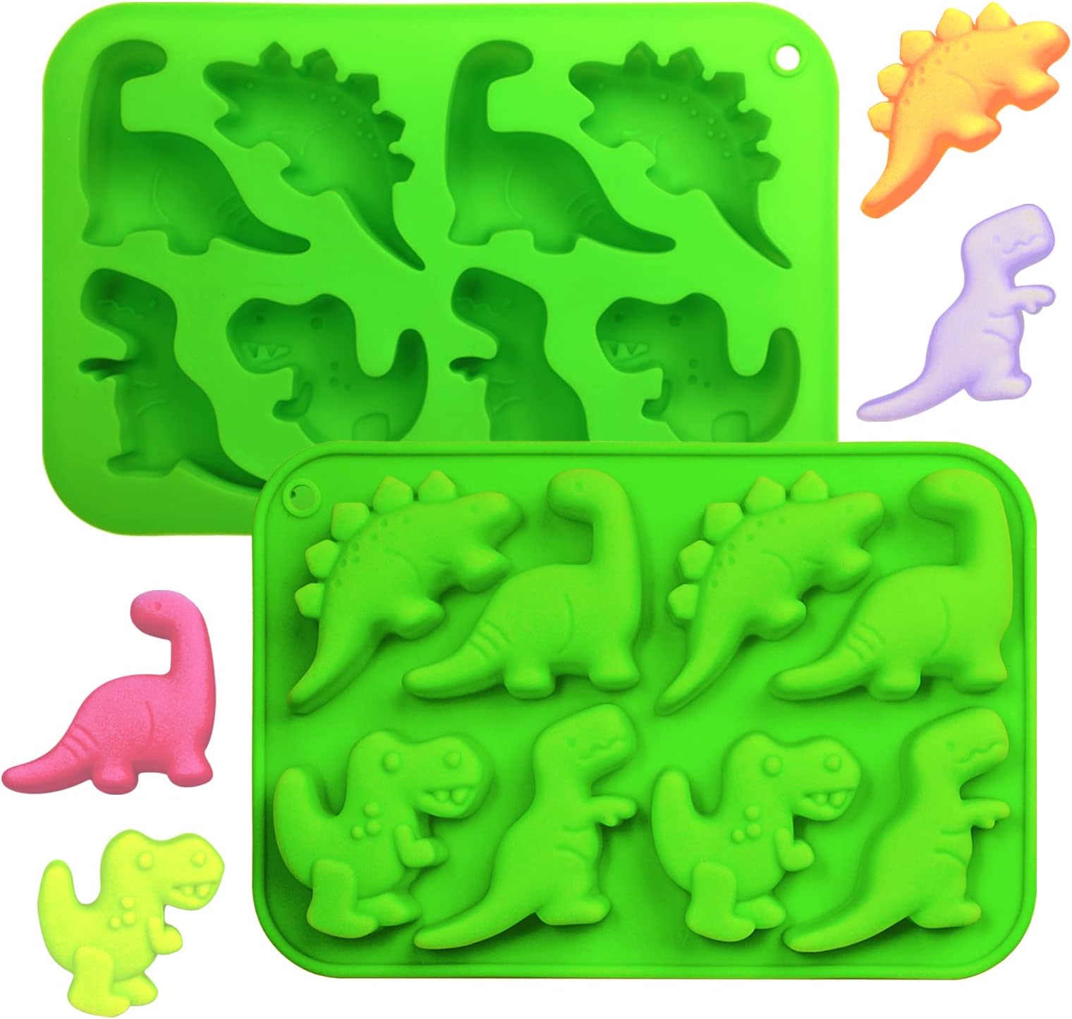 Amazon.com: Webake Dinosaur Silicone Molds, 2 Pack Cute Dinosaur Molds ...