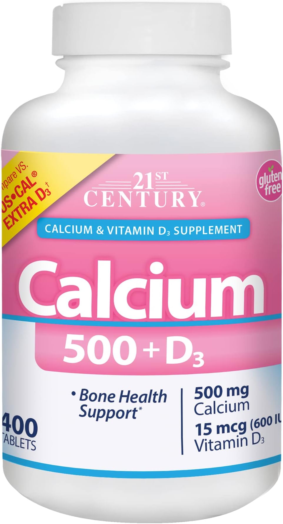 Amazon.com: 21st Century Calcium 500 mg Plus D3 Tablets, 400 Count ...
