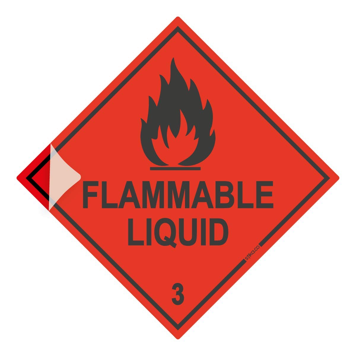 Pack of 2 signs HazChem Flammable Liquid 3 100mm red HSE diamond ...