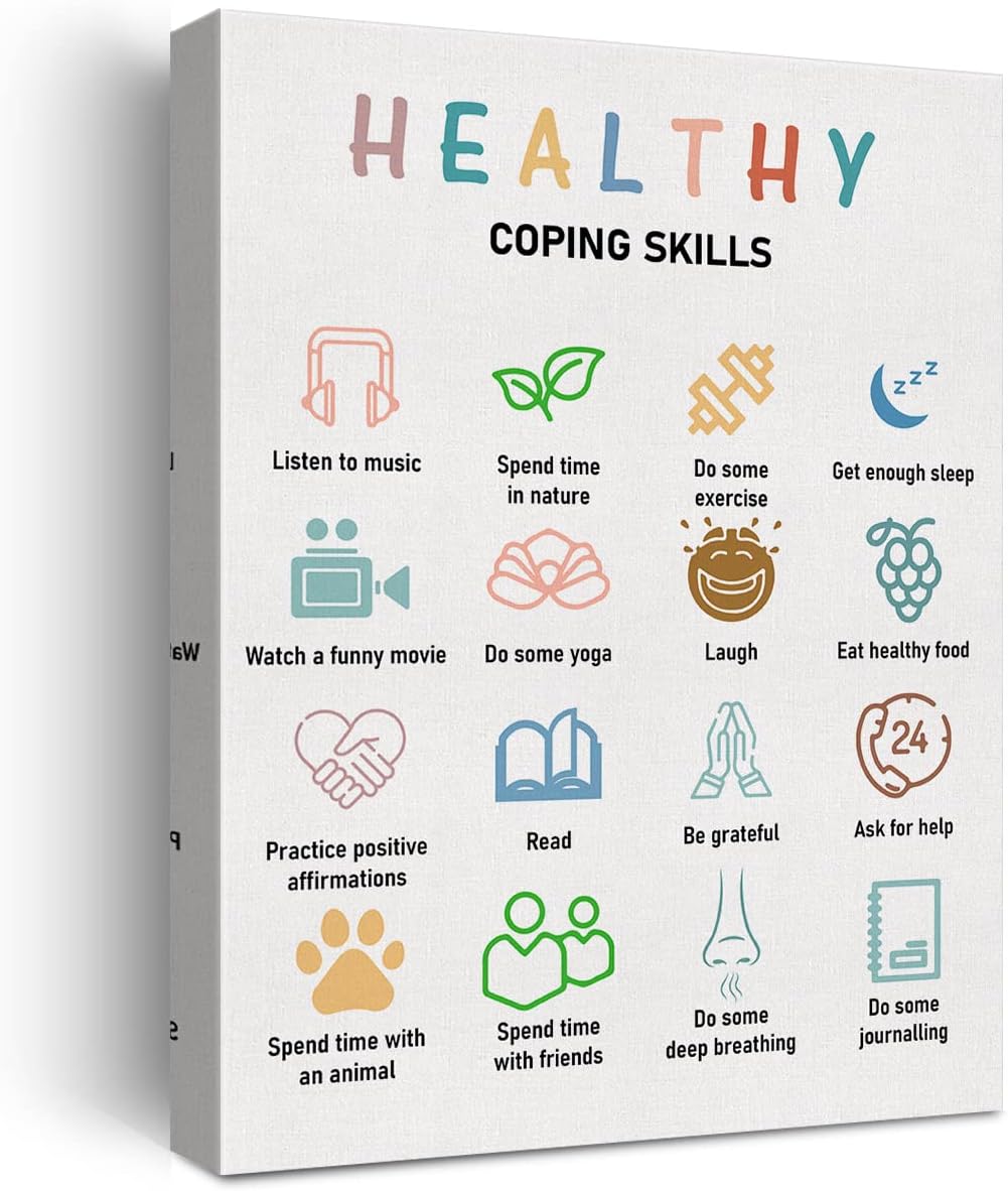Amazon.com: Healthy Coping Skills Canvas Wall Art Poster Self Care ...