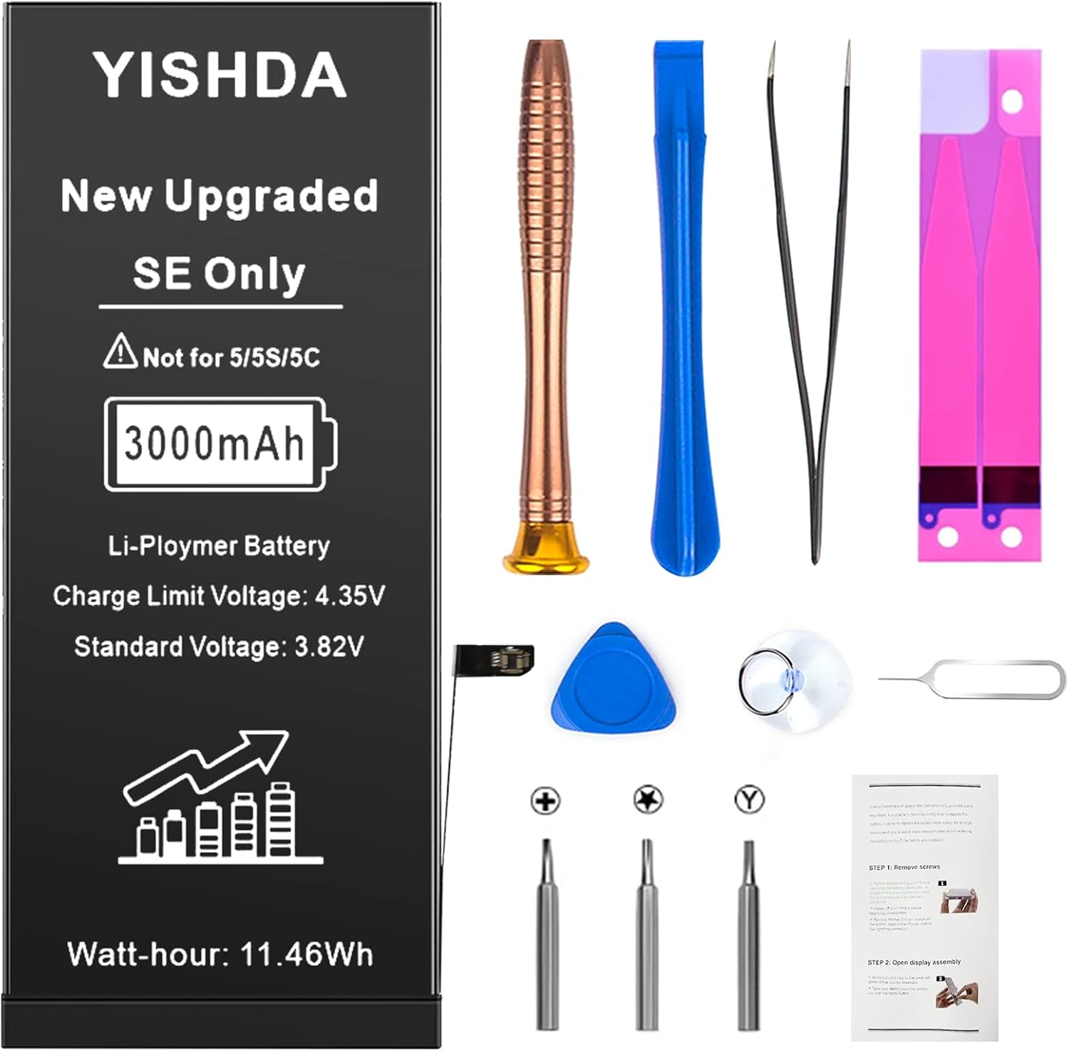 Battery for iPhone SE, 3000mAh High Capacity Li-ion Polymer Replacement ...