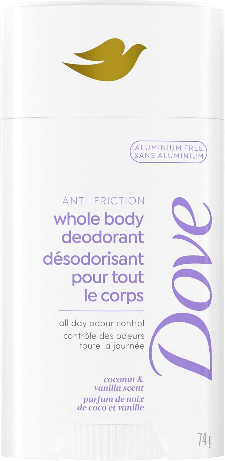 Dove Whole Body Deodorant, Aluminum Free, Anti-Friction Stick for 72 ...
