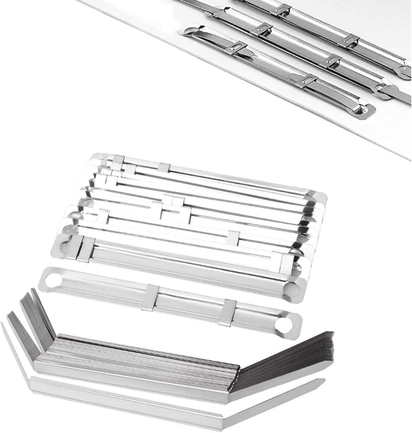 50Packs Filing Strip Fastener Filing Clips,80mm Fasteners Office Metal ...