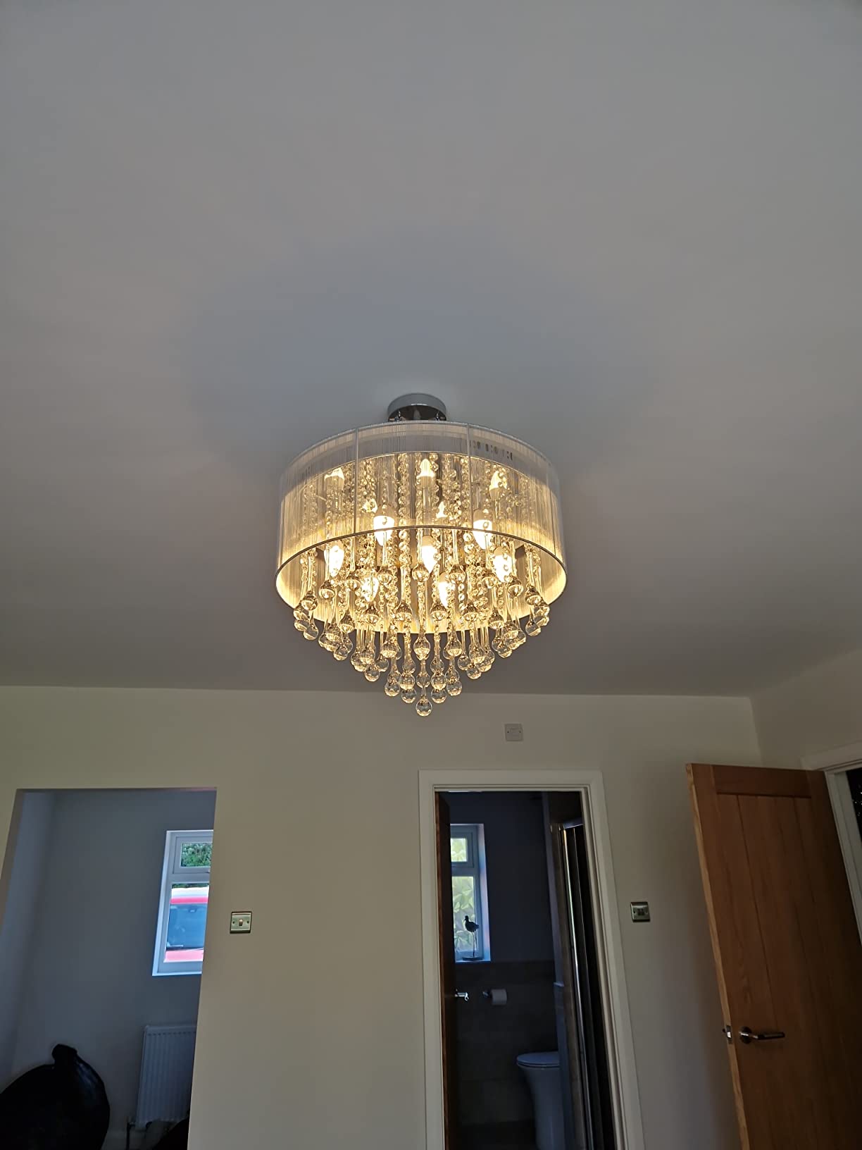 HOMCOM Elegant Modern Crystallite Ceiling Chandelier Light Pendant w ...