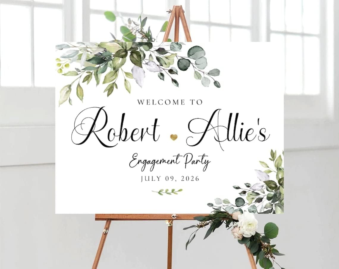Amazon.com: Personalized Engagement Welcome Sign, Engagement Party Sign ...