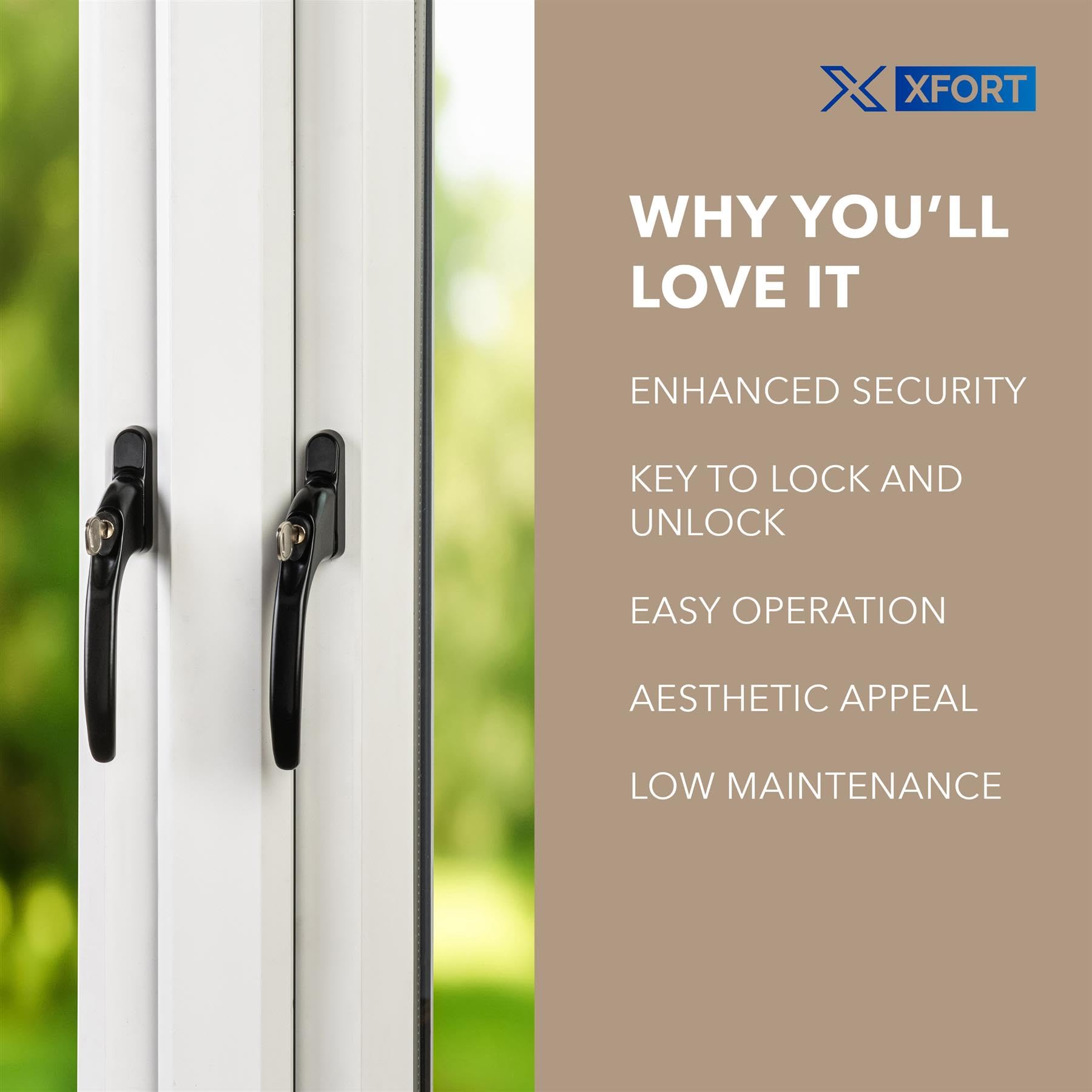 XFORT Key Locking Inline Window Handle Installation Kit in Black, UPVC ...