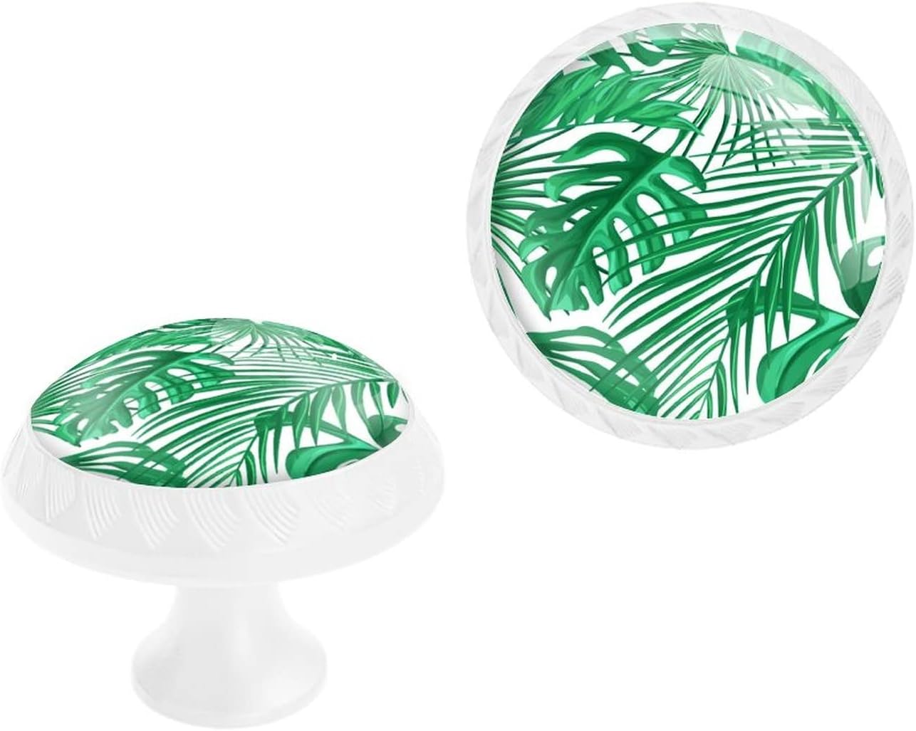 Elohiym 6 Pack White Drawer Pulls Knobs, Tropical Jungle Palm Leaves ...
